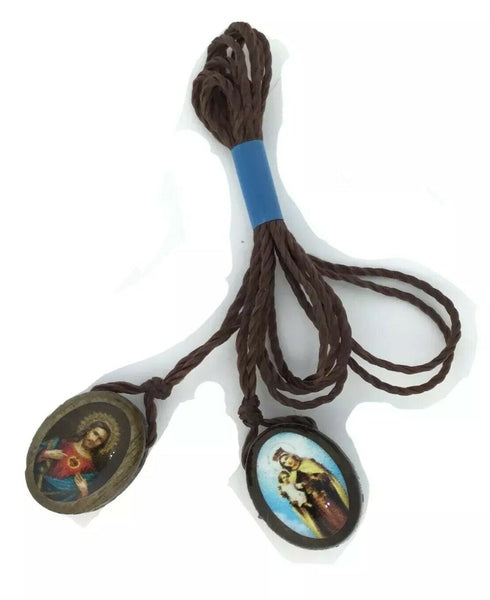 Sacred Heart of Jesus Christ Virgen of Mt. Carmel Wood Scapular escapu ...