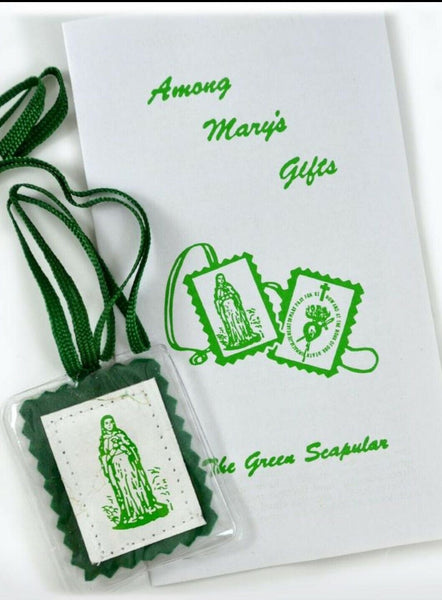 2 X Escapulario Verde Devoción Corazón de María Oración Healing Green ...